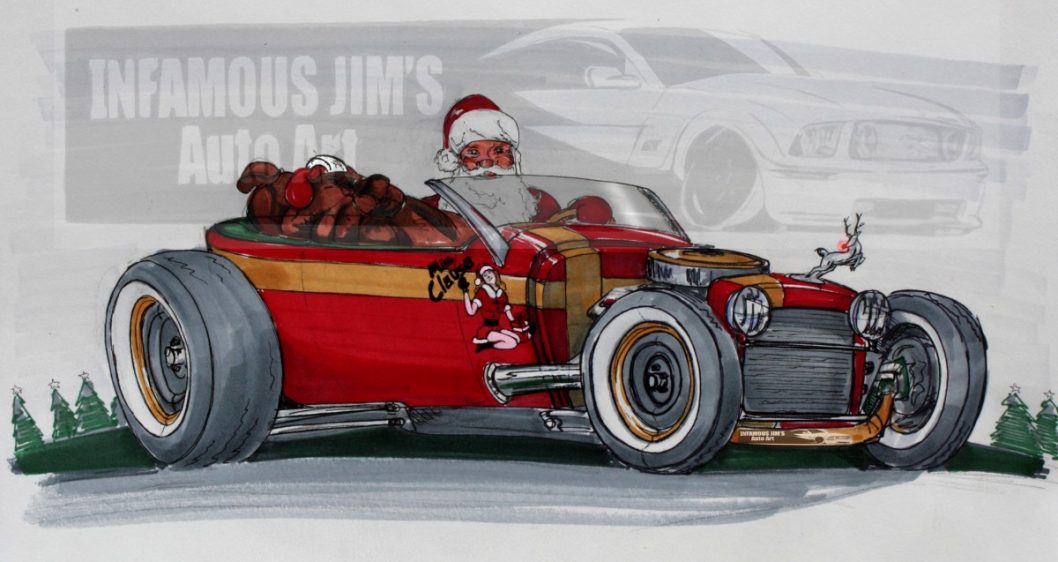 Santa Hot Rod - He Really Delivers All Those Toys in a T-Bucket Roadster